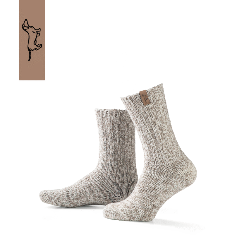 Originals - Beige Wol - Label Teckel Bruin - SOXS.co NL