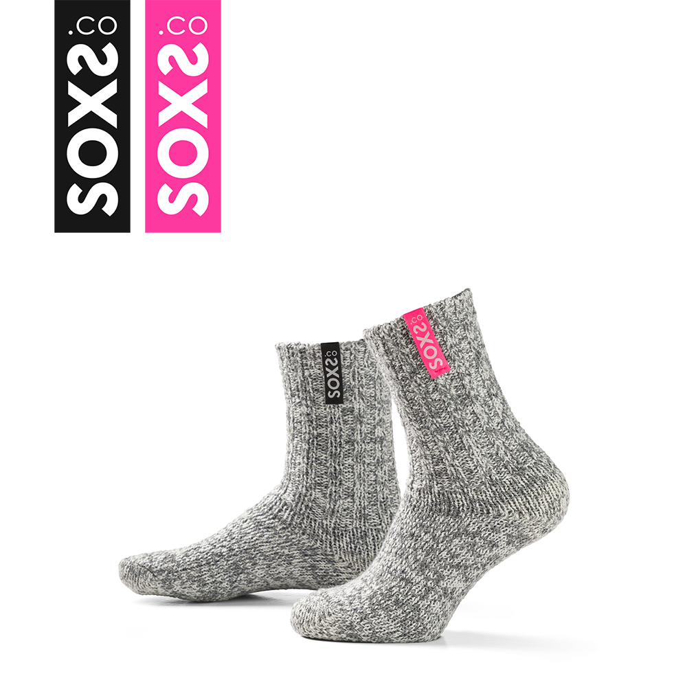 SOXS duo Grey Wool socks with Bubblegum & Jet Black | SOXS.co EN