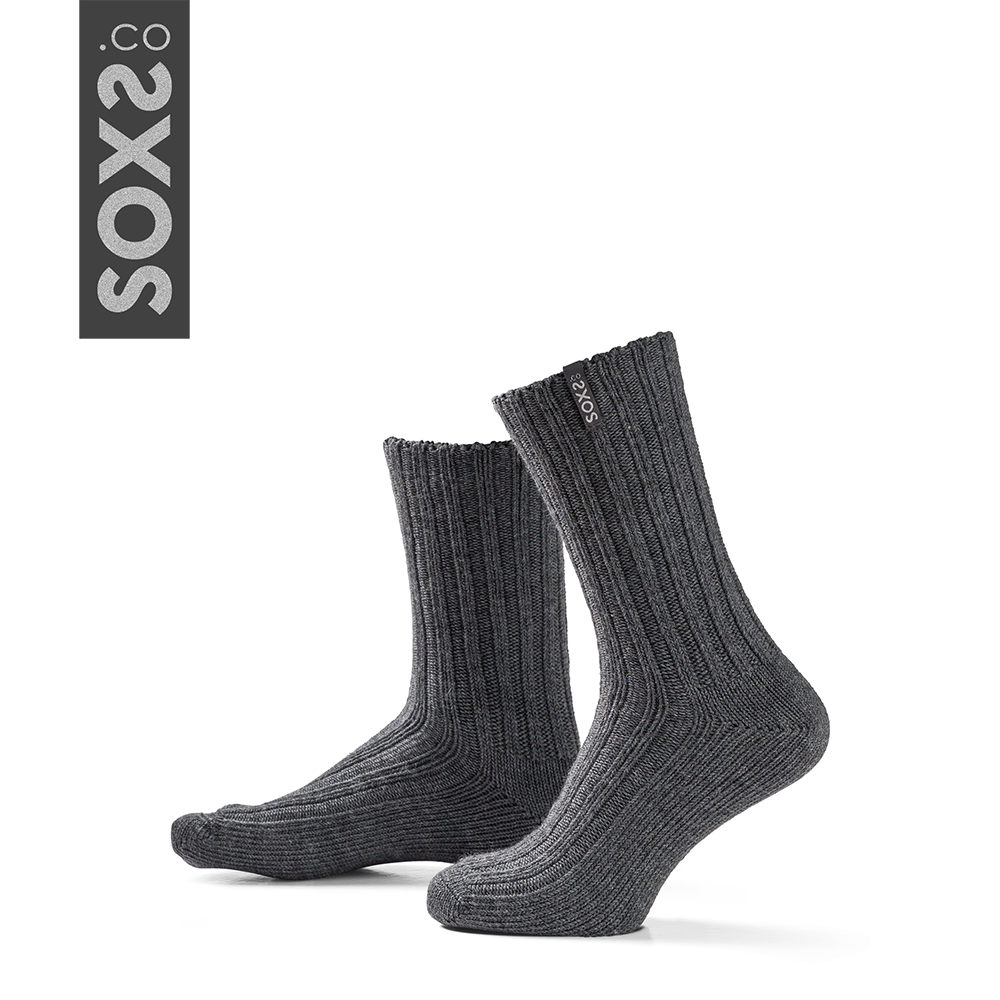 SOXS Grey Wool Women Knee Winter Socks Bubblegum label | SOXS.co