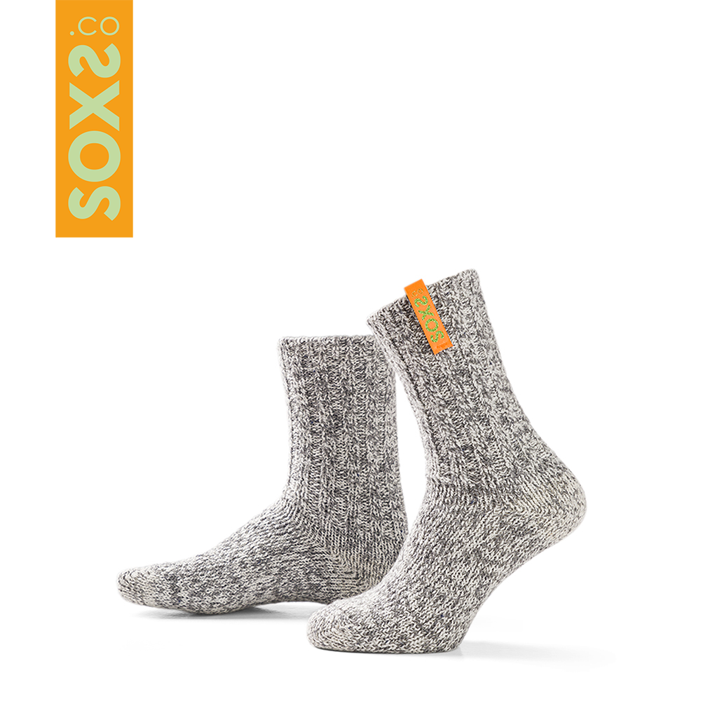 SOXS Grey Wool Womensocks Bubblegum label | SOXS.co